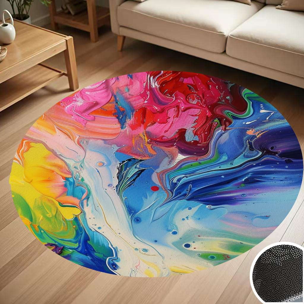 Abstract Fluid Art Round Carpet Living Room Bedroom Home Decoration ...