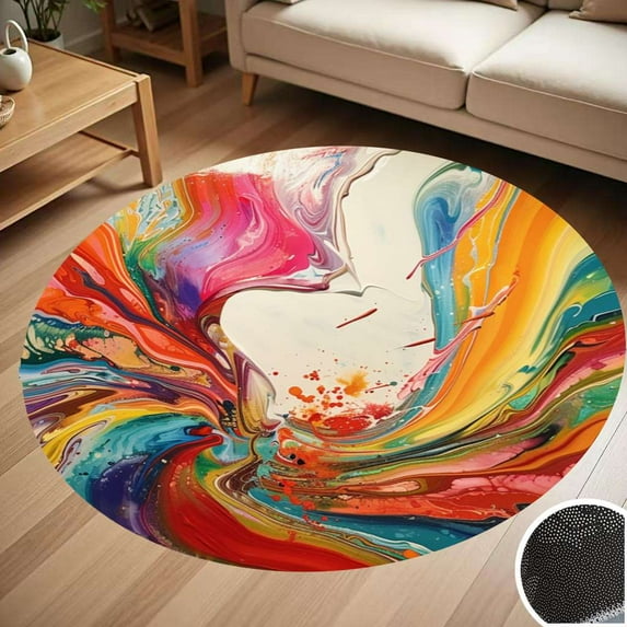Abstract Fluid Art Round Carpet Living Room Bedroom Home Decoration ...