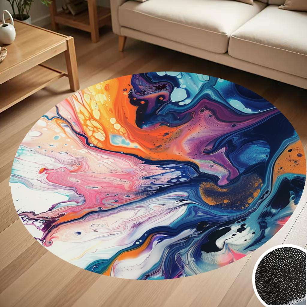Abstract Fluid Art Round Carpet Living Room Bedroom Home Decoration ...