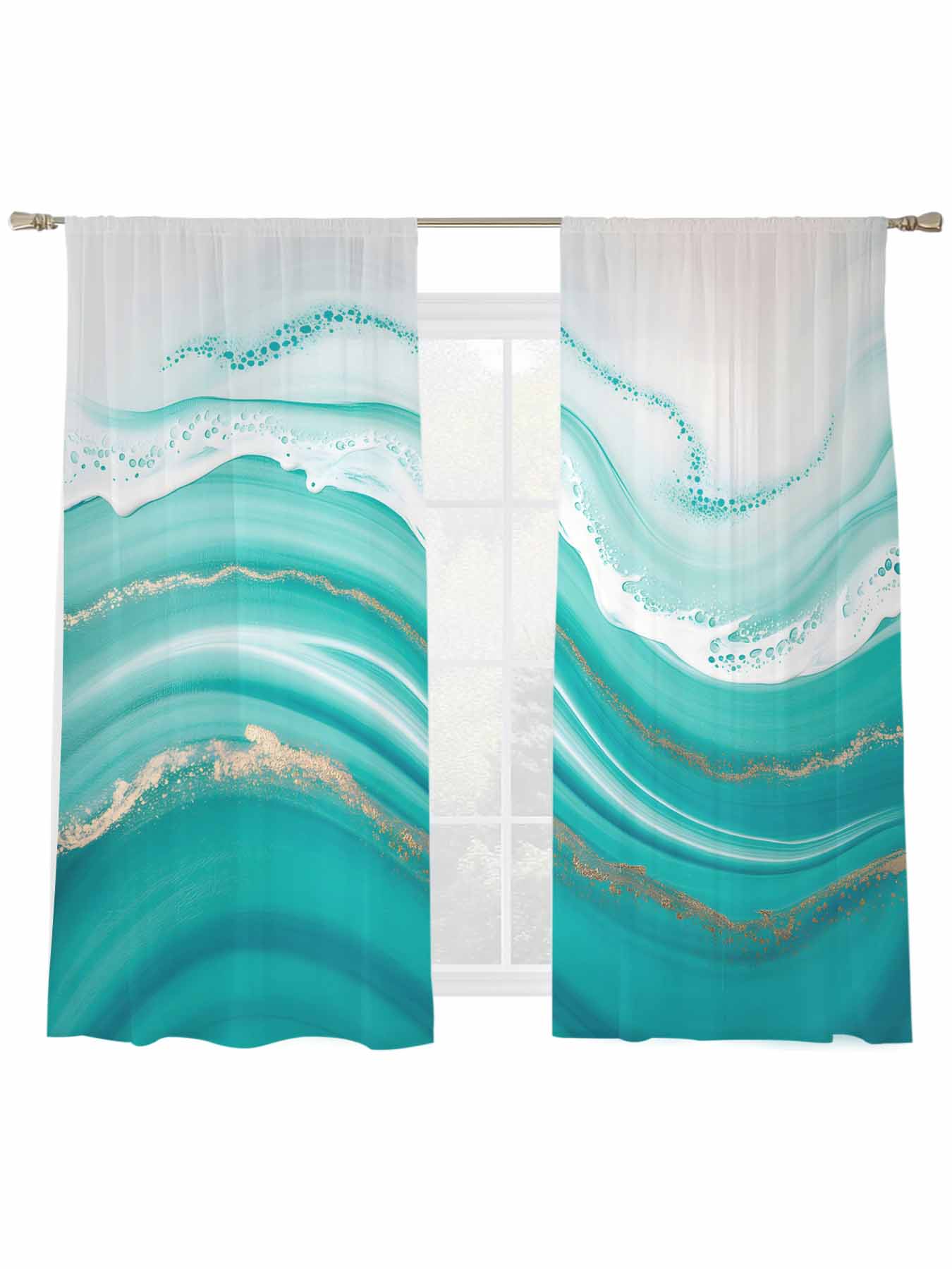 Abstract Fluid Art Sheer Curtains for Living Room Bedroom, Light ...