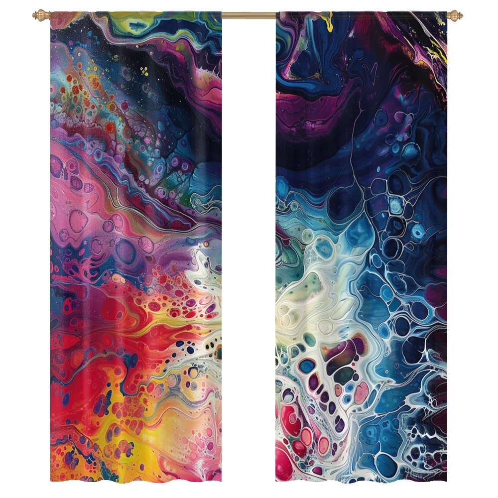 Abstract Fluid Art Sheer Voile Curtain Window Tulle Curtains For Living ...