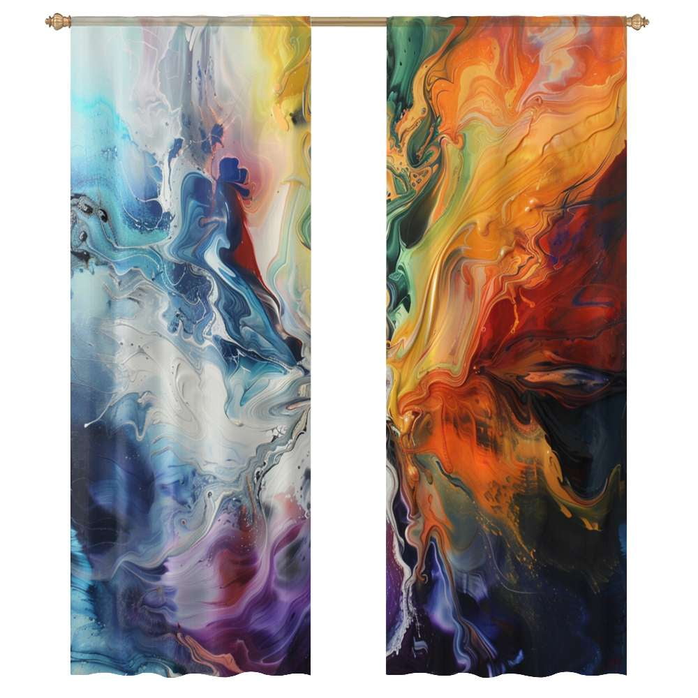 Abstract Fluid Art Sheer Voile Curtain Window Tulle Curtains For Living ...