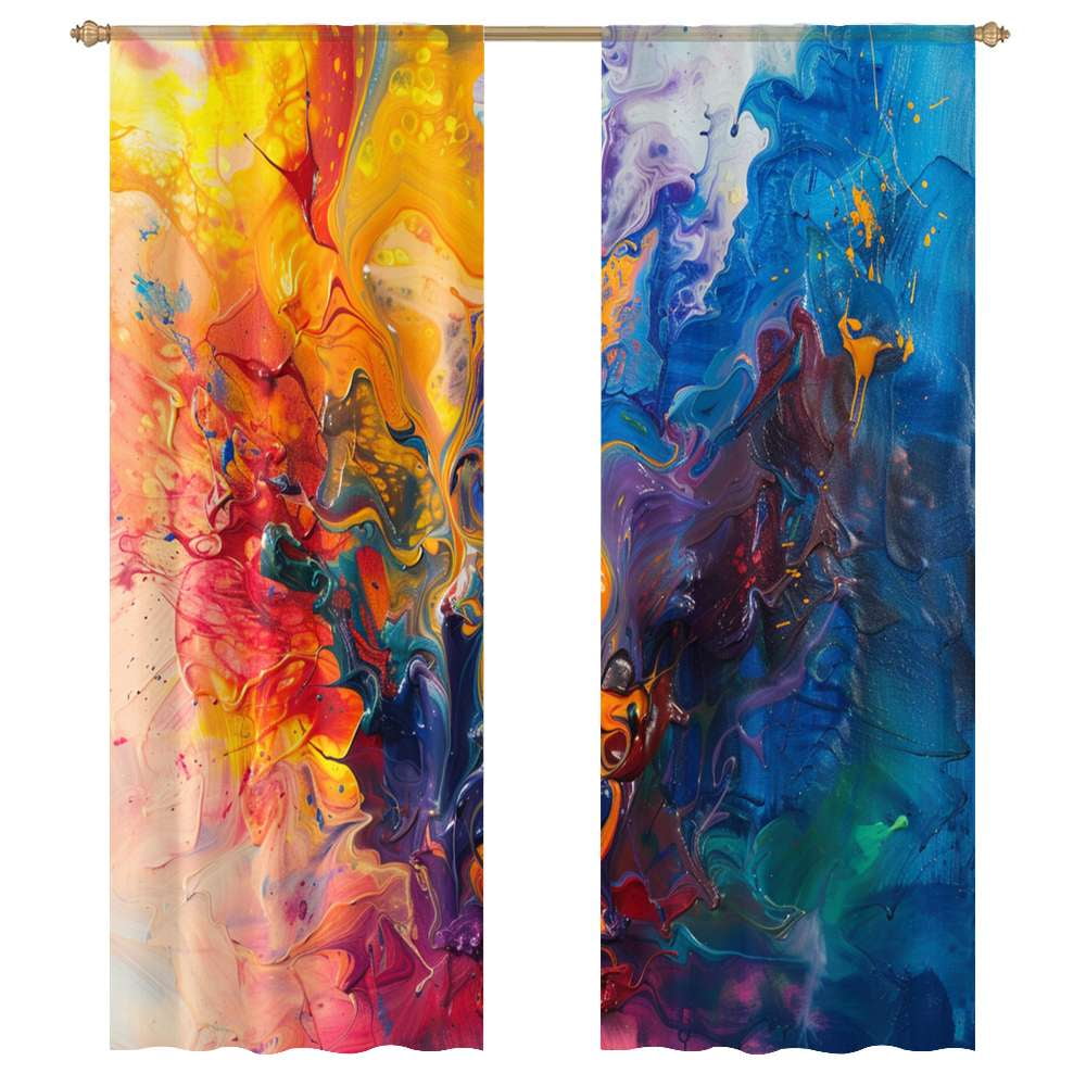 Abstract Fluid Art Sheer Window Curtains for Living Room Kitchen ...