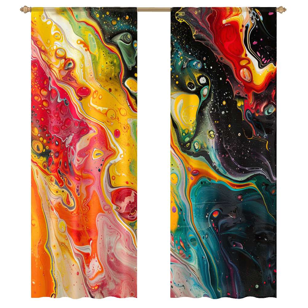 Abstract Fluid Art Sheer Window Curtains for Living Room Kitchen ...