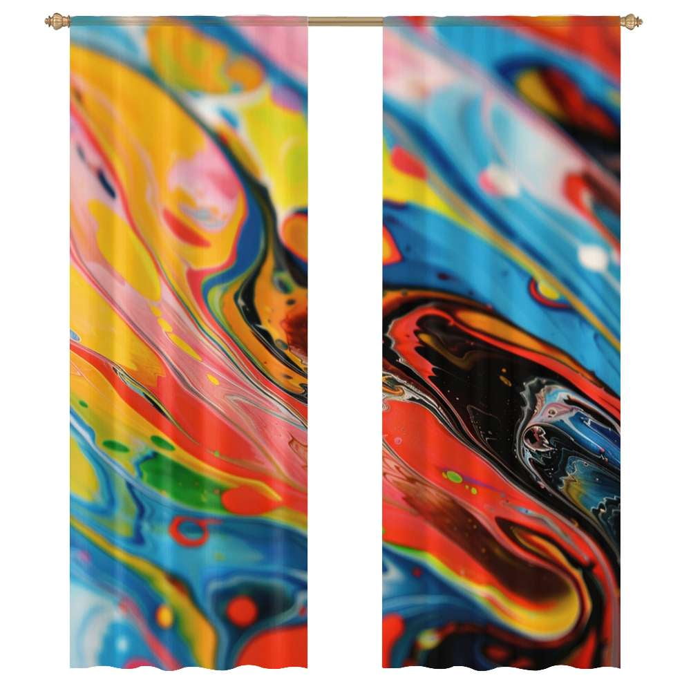 Abstract Fluid Art Sheer Window Curtains for Living Room Kitchen ...