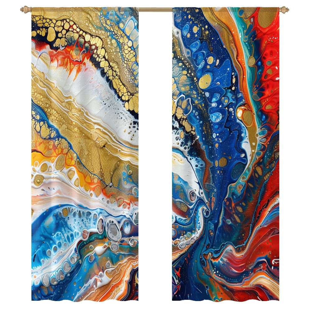 Abstract Fluid Art Sheer Window Curtains for Living Room Kitchen ...