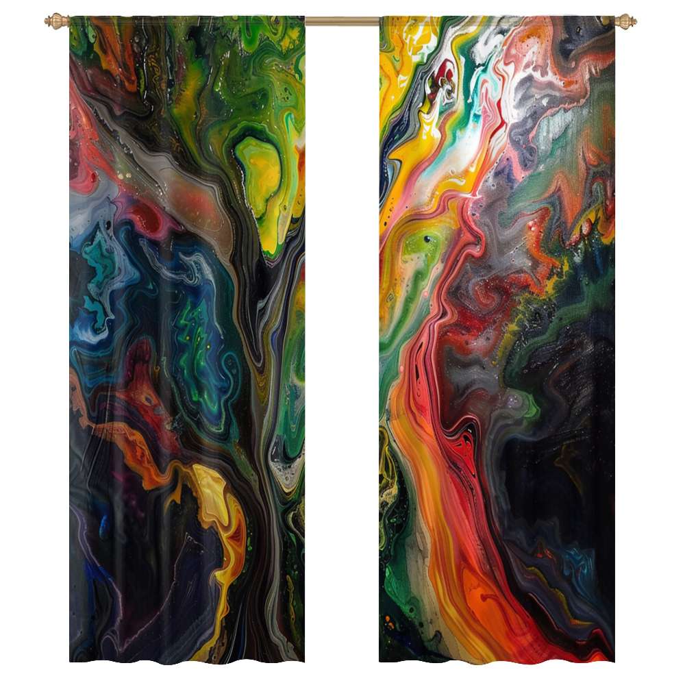 Abstract Fluid Art Sheer Window Curtains for Living Room Kitchen ...