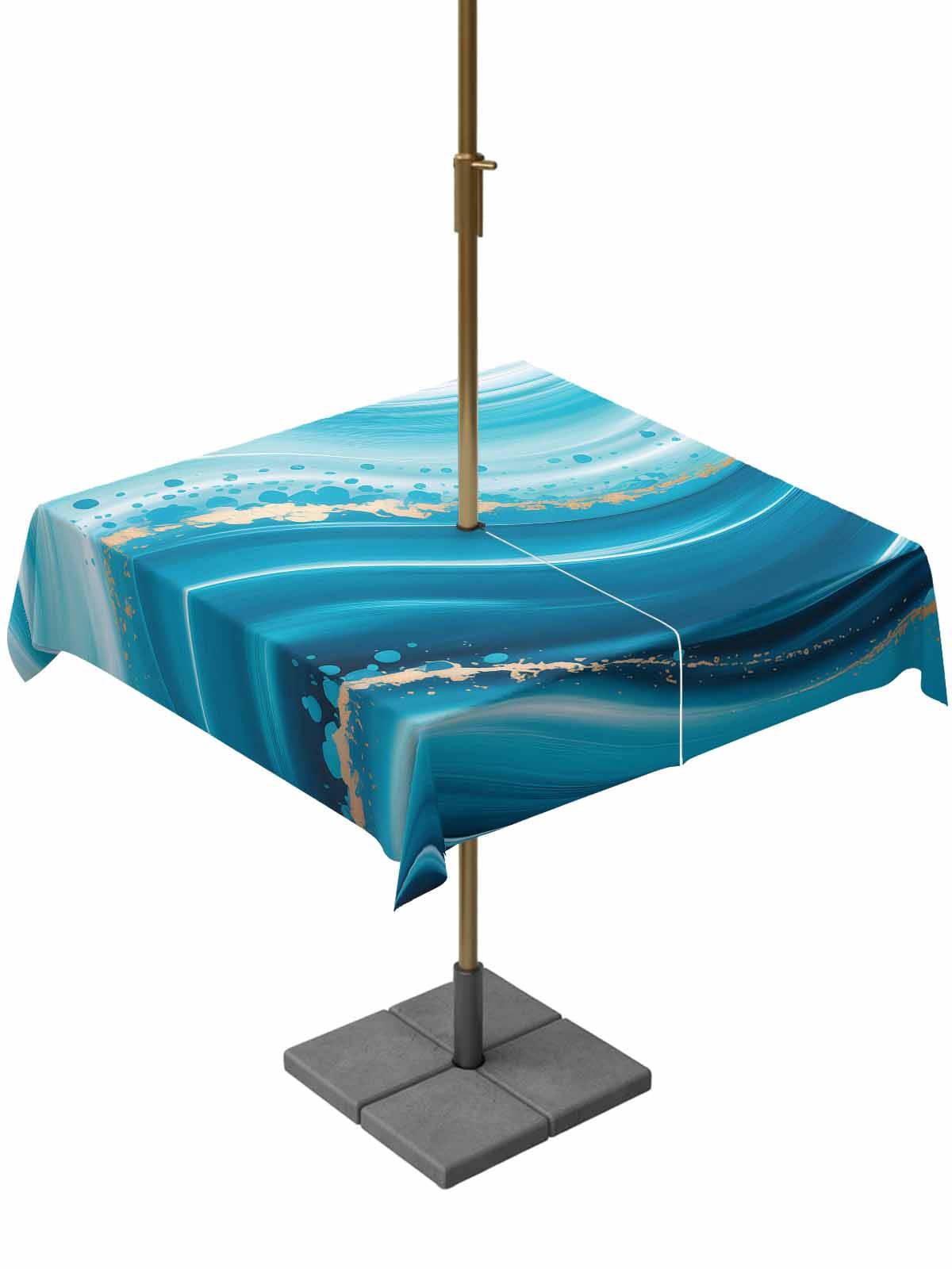 Abstract Fluid Art Square Outdoor Tablecloth with Umbrella Hole Vintage ...
