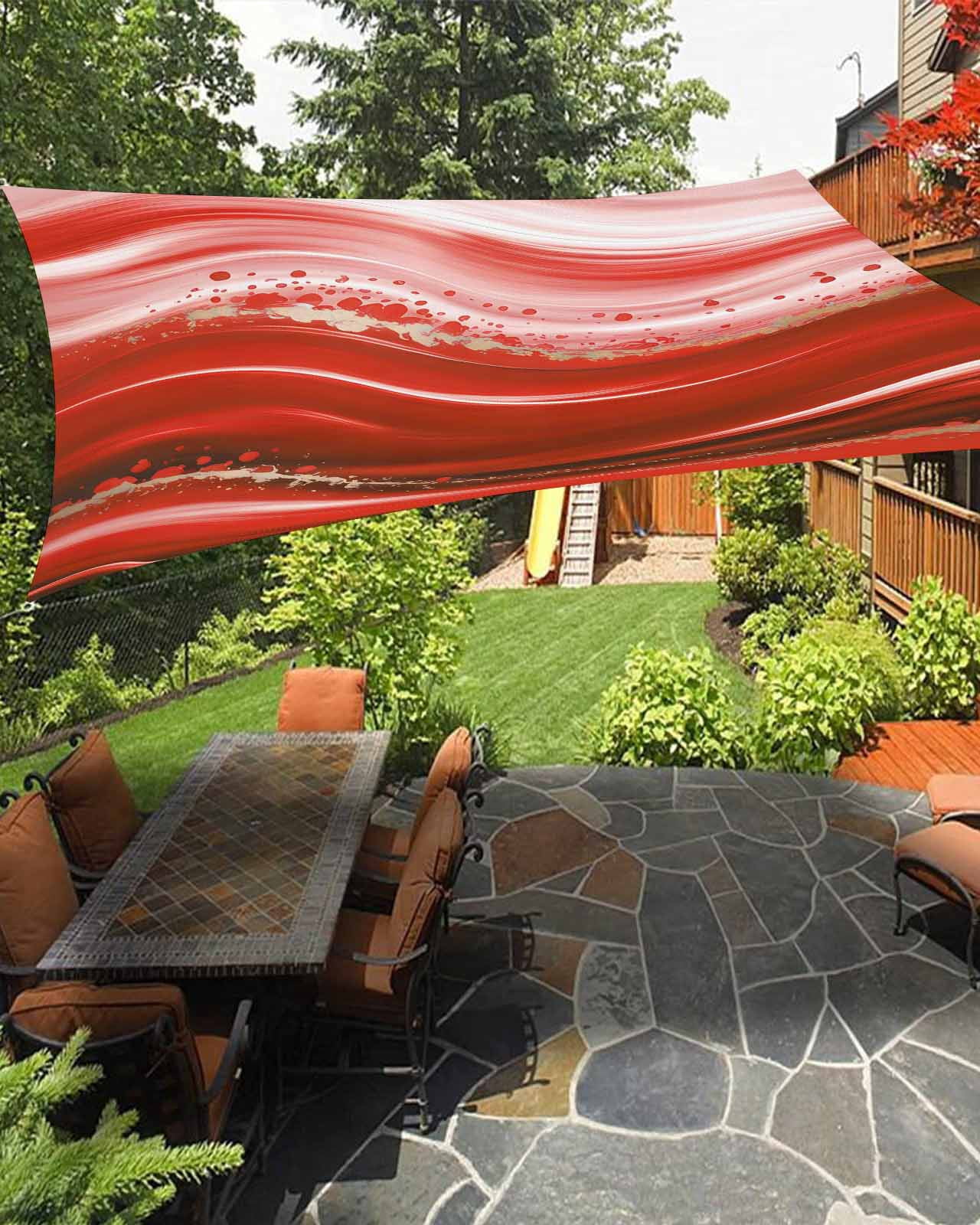 Abstract Fluid Art Sun Shade Sail 14'X18' Retro Red Gradient Oil ...