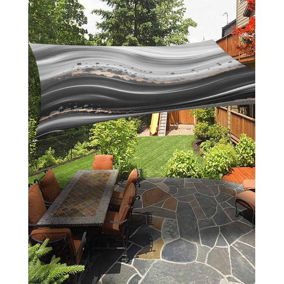 Abstract Fluid Art Sun Shade Sail 8'X10' Retro Black Gradient Oil ...
