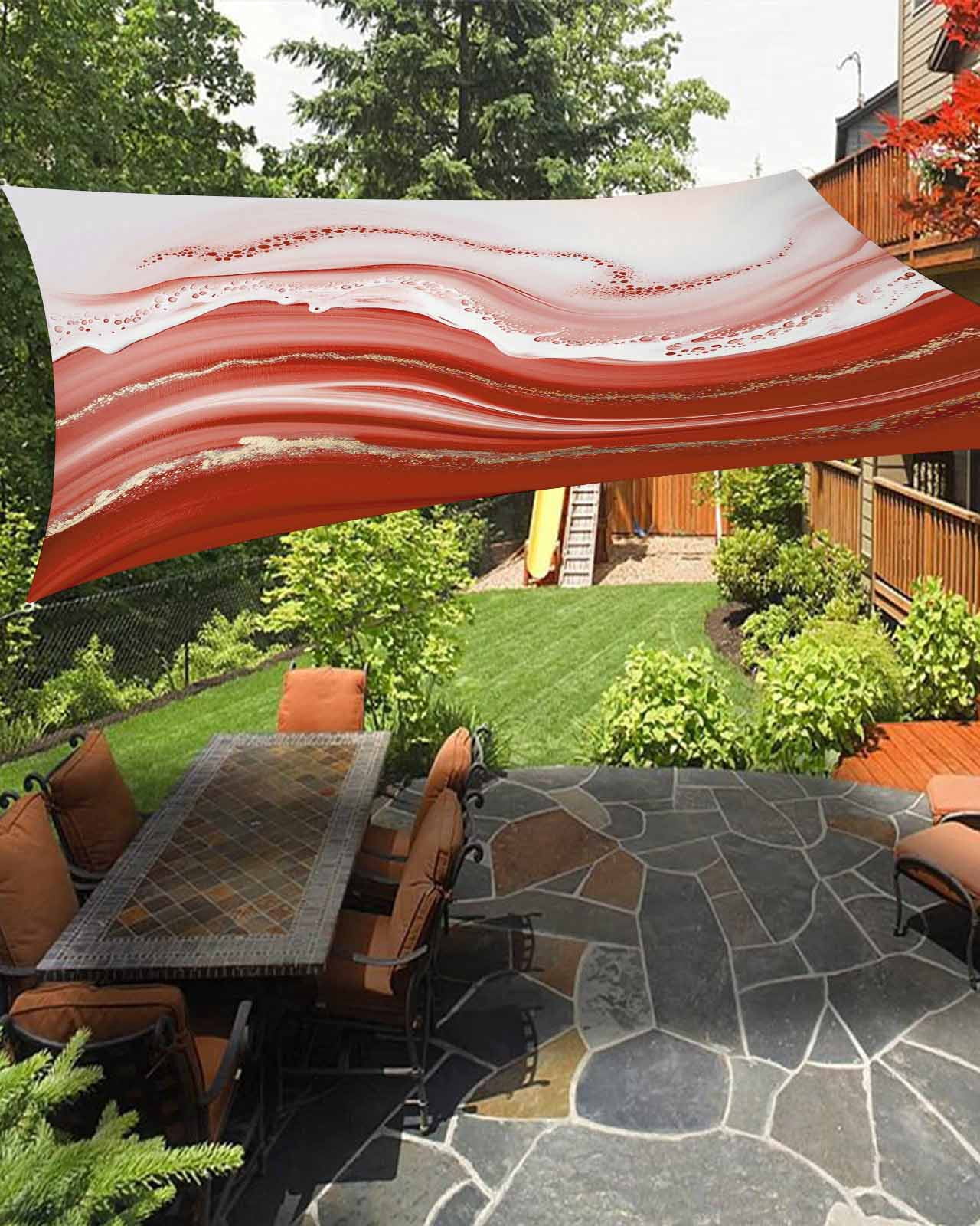 Abstract Fluid Art Sun Shade Sail 8'X10' Vintage Red Gradient Oil ...