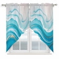 Abstract Fluid Art Swag Curtain Valance for Window 2 Panels Blue ...