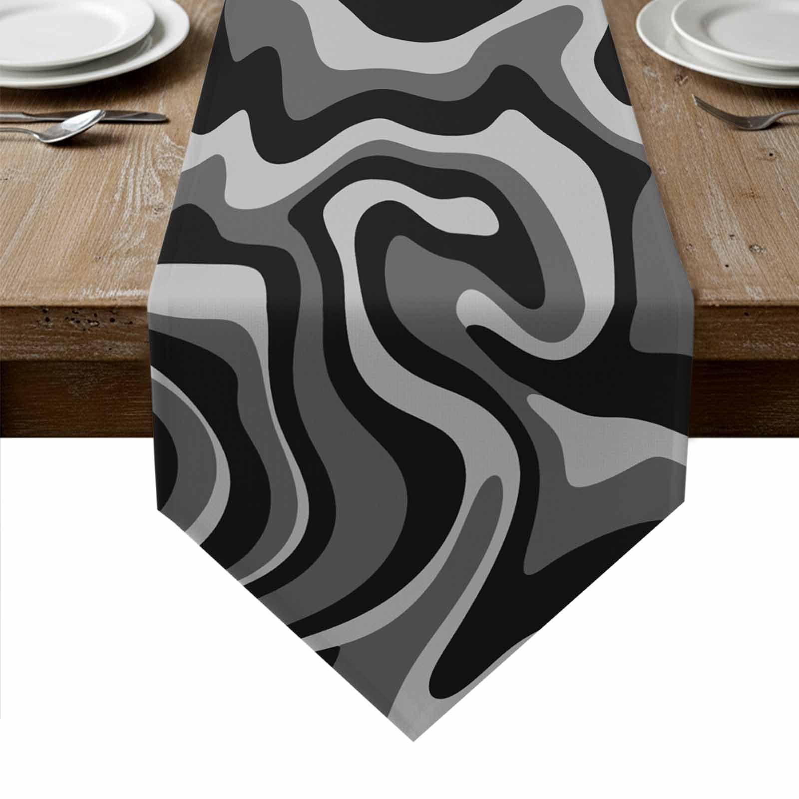 Abstract Fluid Art Table Runner Linen Burlap Table Runner 60 Inches ...