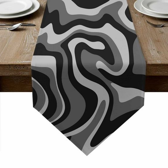 Abstract Fluid Art Table Runner Linen Burlap Table Runner 60 Inches ...