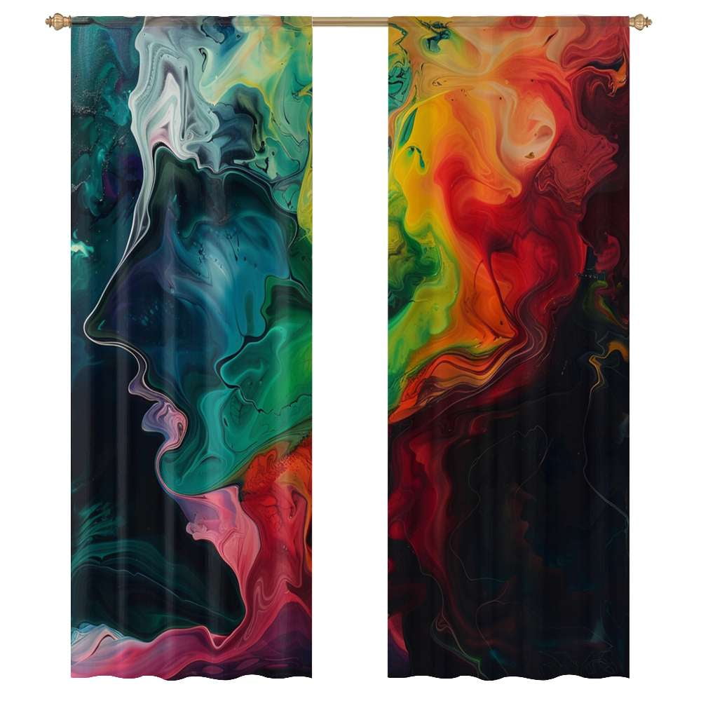 Abstract Fluid Art Tulle Curtains For Living Room Chiffon Sheer Voile ...