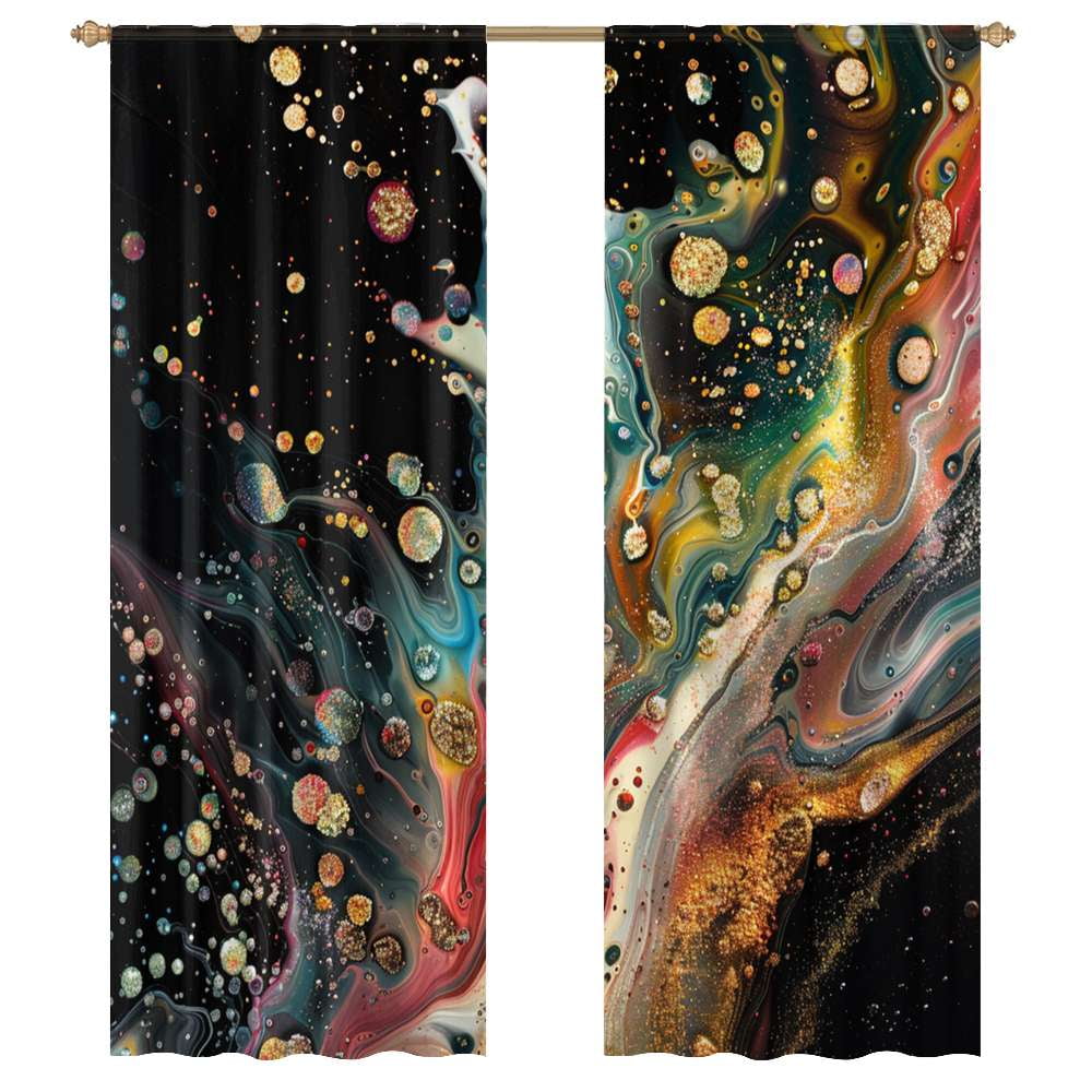 Abstract Fluid Art Tulle Curtains For Living Room Chiffon Sheer Voile ...