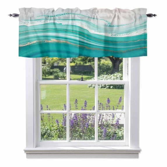 Abstract Fluid Art Valances for Windows, Mottled Blue Gradient Oil ...