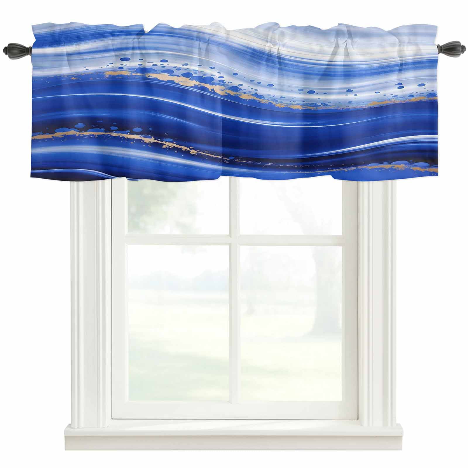 Abstract Fluid Art Valances for Windows Retro Blue Gradient Oil ...