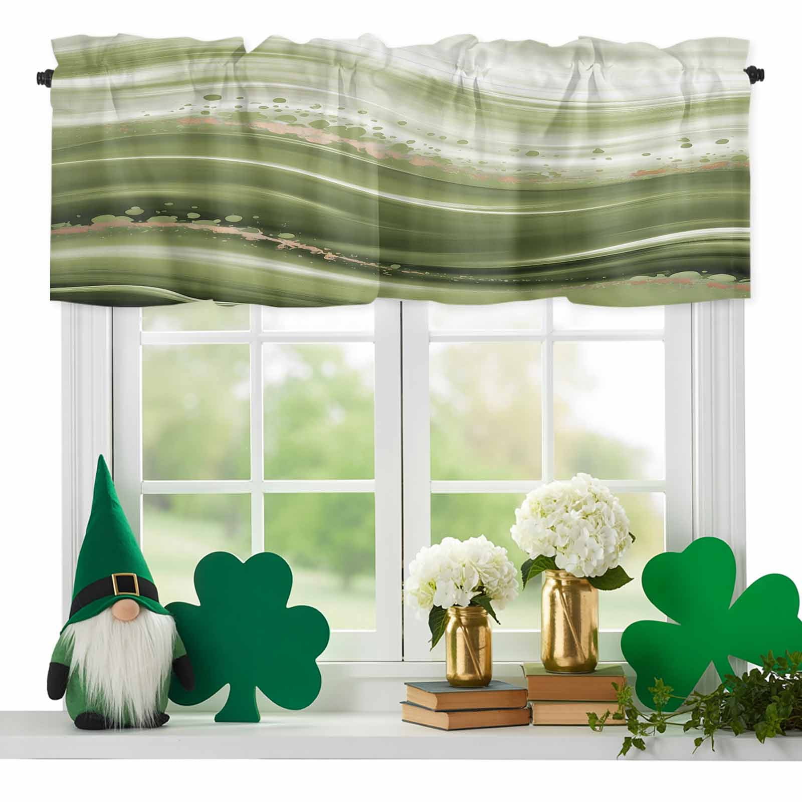 Abstract Fluid Art Valances for Windows, Retro Green Gradient Oil ...