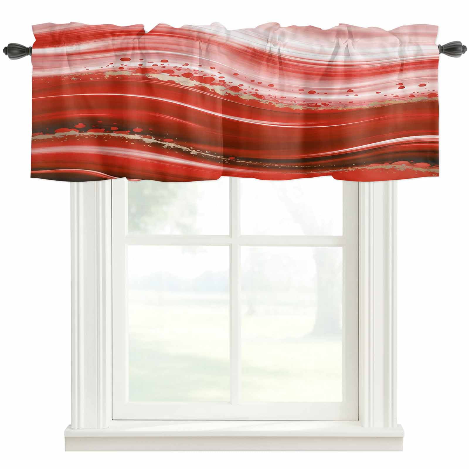 Abstract Fluid Art Valances for Windows Retro Red Gradient Oil Painting ...