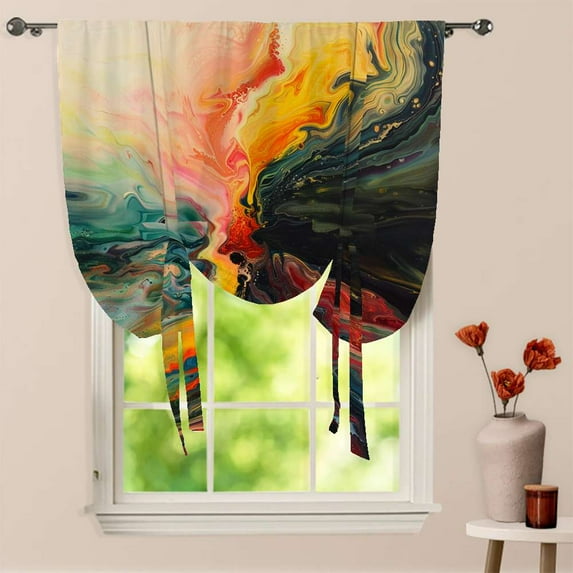 Abstract Fluid Art Window Curtain for Living Room Roman Curtain Kitchen ...