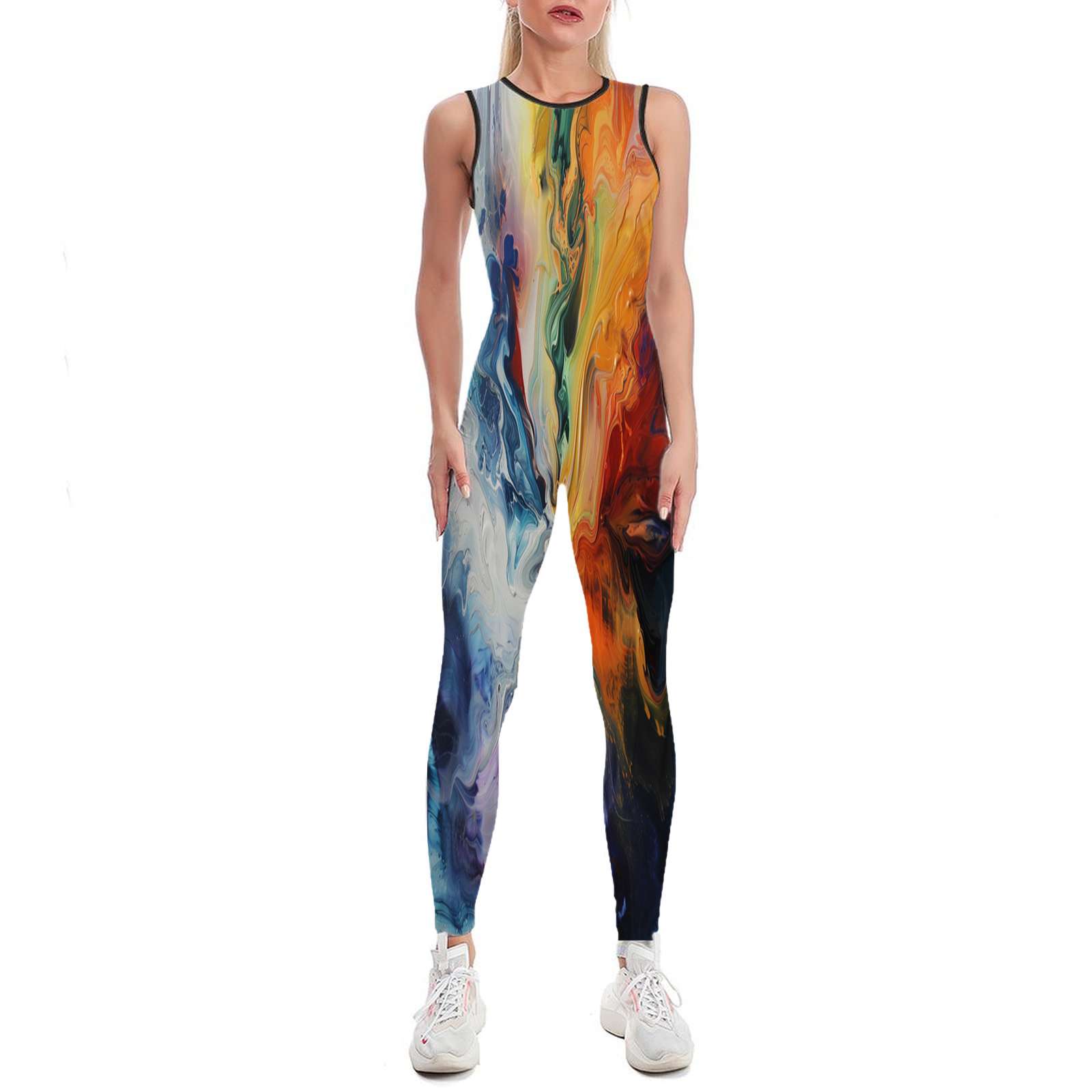 Abstract Fluid Art Women's One Piece Yoga Jumpsuits Leggings Playsuit ...