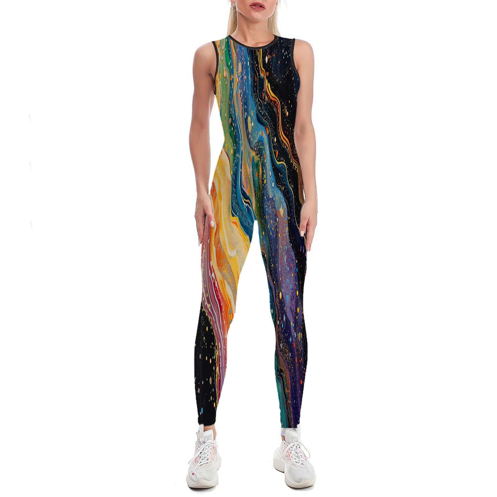 Abstract Fluid Art Women's One Piece Yoga Jumpsuits Leggings Playsuit ...