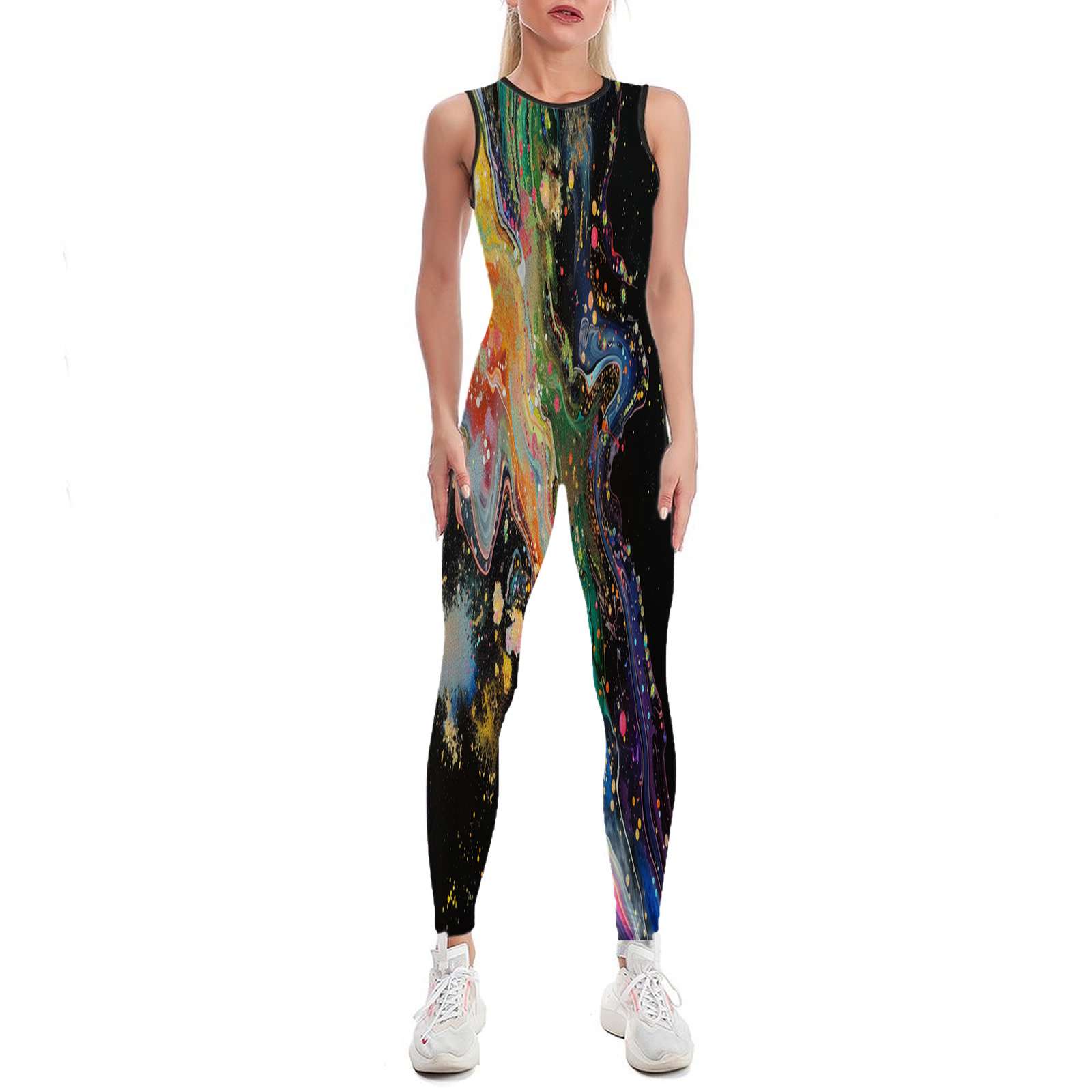 Abstract Fluid Art Women's One Piece Yoga Jumpsuits Leggings Playsuit ...