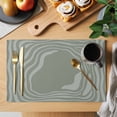 Abstract Fluid Pattern Placemats Set of 6, Modern Minimalist Sage Green ...
