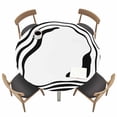 Abstract Fluid Pattern Round Fitted Table Cover Modern Minimalist Black ...