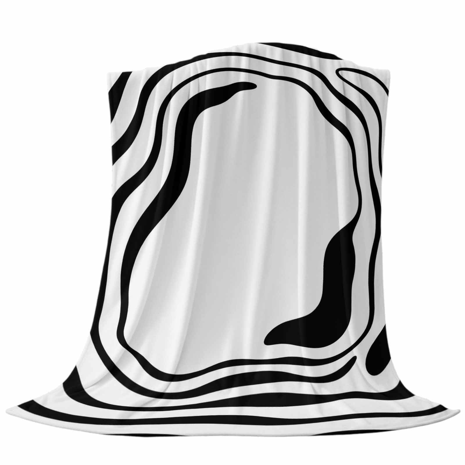 Abstract Fluid Pattern Throw Flannel Blanket Modern Minimalist Black ...