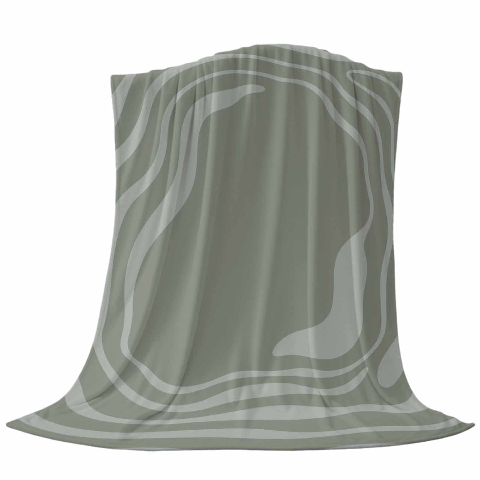 Abstract Fluid Pattern Throw Flannel Blanket Modern Minimalist Sage ...