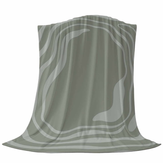 Abstract Fluid Pattern Throw Flannel Blanket Modern Minimalist Sage ...