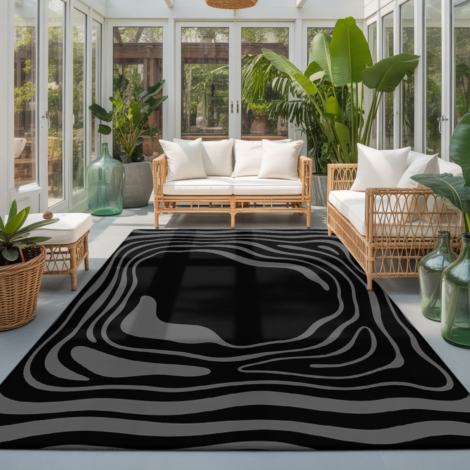 Abstract Fluid Pattern Washable Area Rugs 3'x5', Modern Minimalist ...