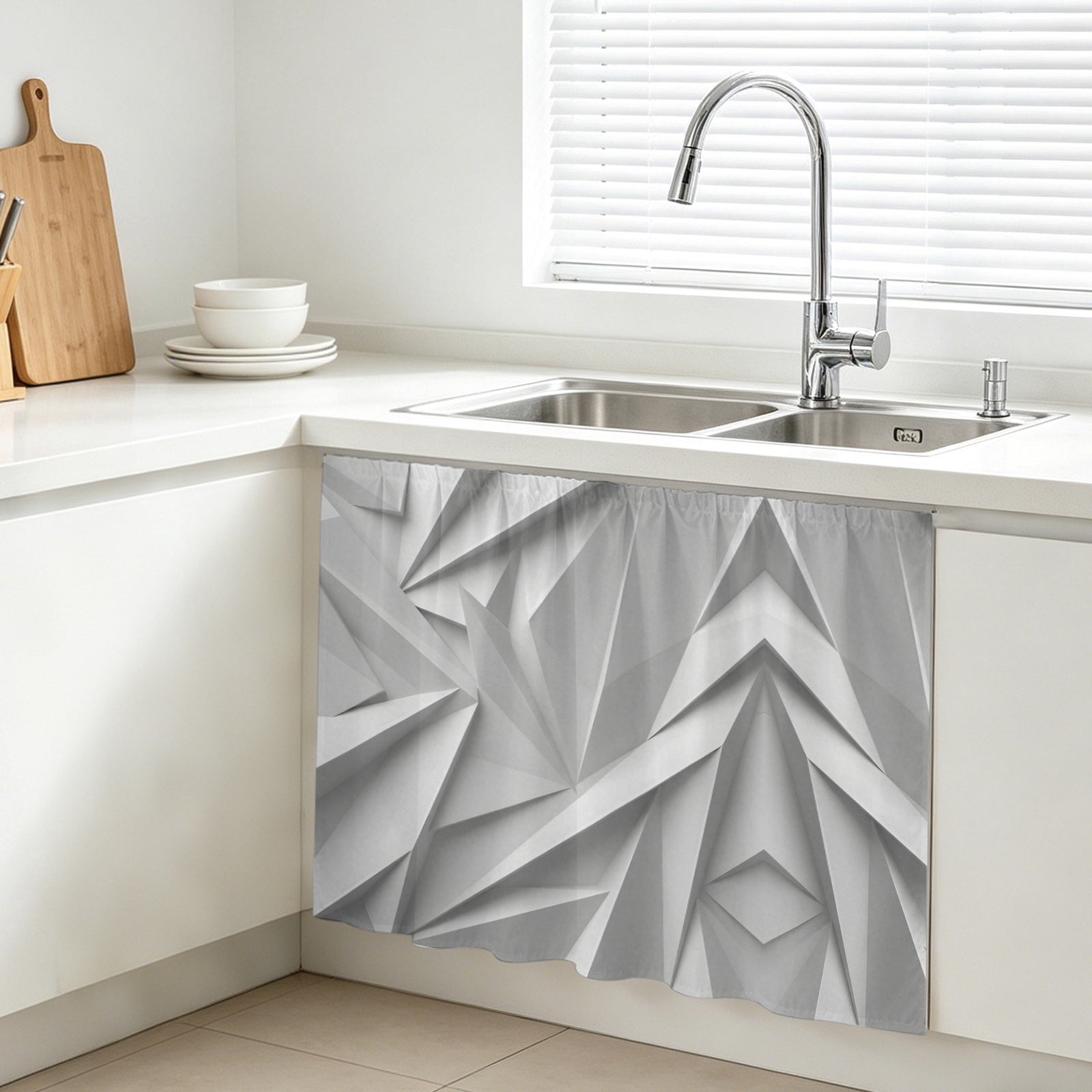 Abstract Folded Paper Cabinet Curtains for Kitchen 10"W x 11"L, Art ...