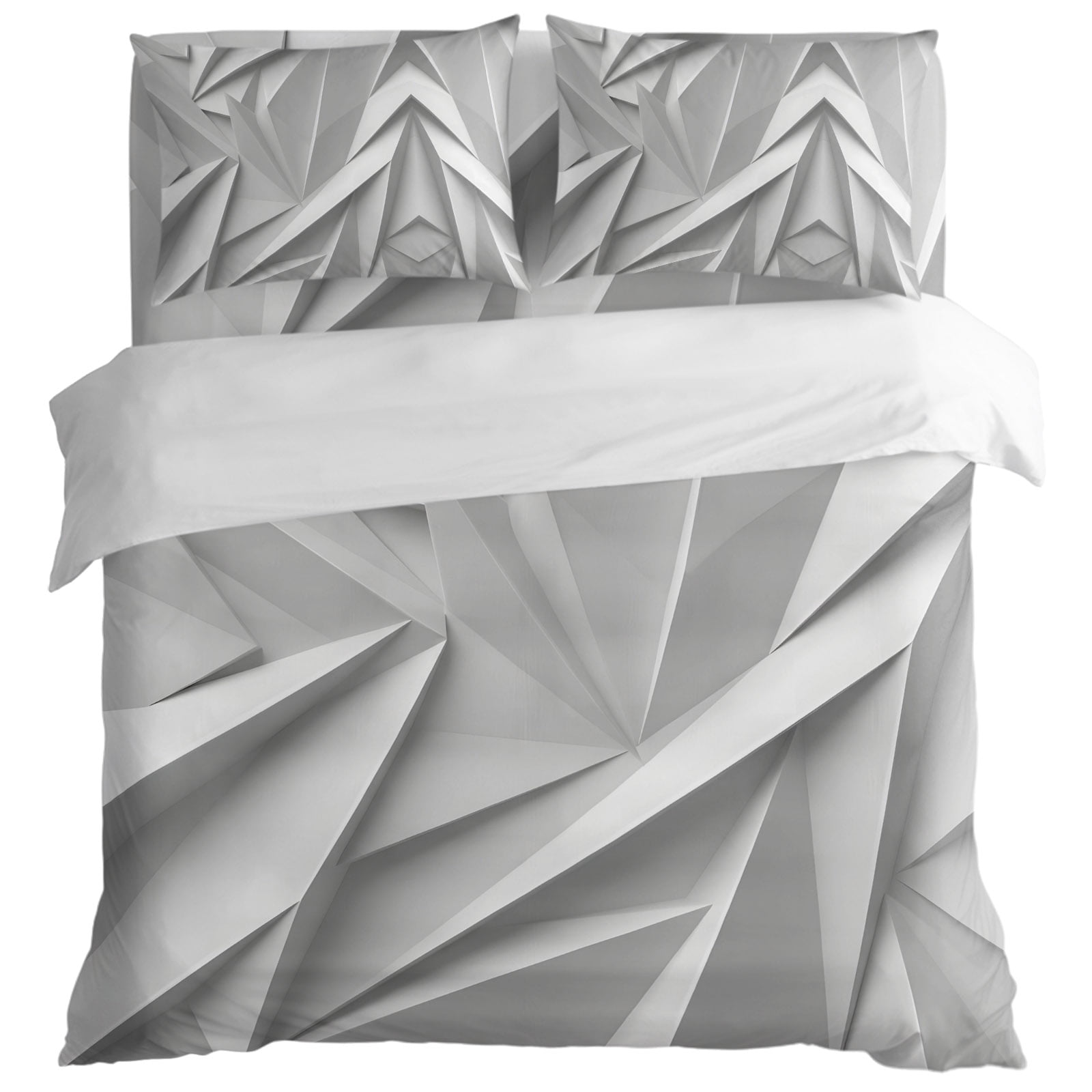 Abstract Folded Paper Duvet Cover Set Full Size, Art Minimalist Silver ...