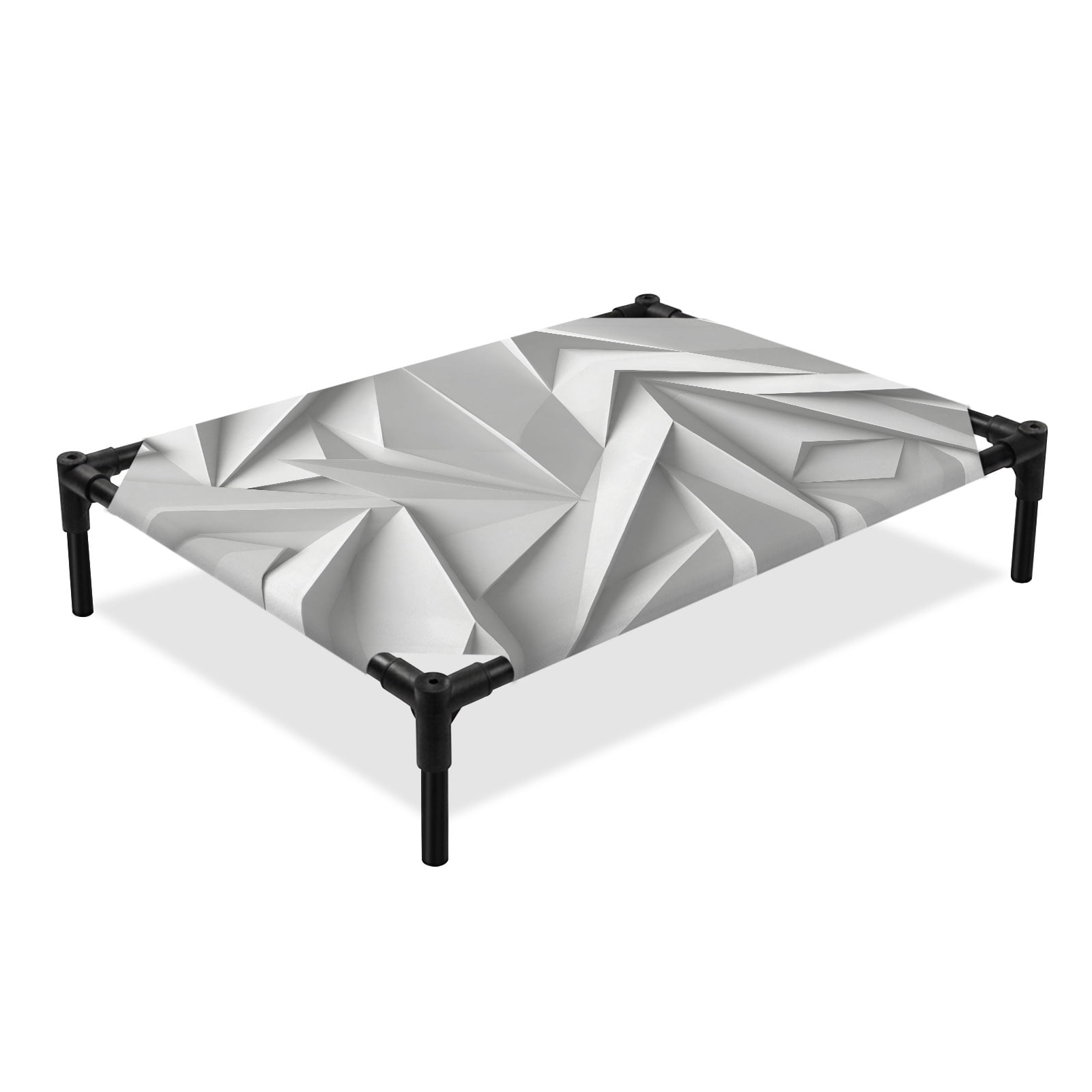 Abstract Folded Paper Elevated Dog Bed, Art Minimalist Silver 3D Relief ...