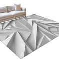 Abstract Folded Paper Large Area Rugs 5x8ft Art Minimalist Silver 3D ...