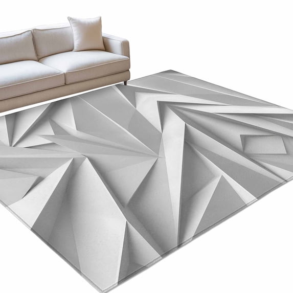 Abstract Folded Paper Large Area Rugs 5x8ft Art Minimalist Silver 3D ...