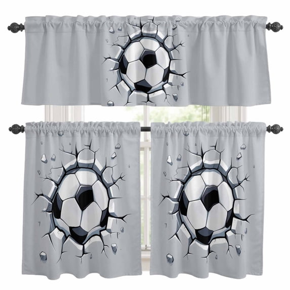 Abstract Football Curtain Valances Set Soccer Ball Break The Wall ...
