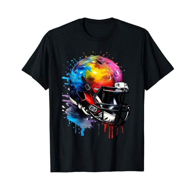 Abstract Football Helmet Watercolor Splash Art Graphic Men T-Shirt ...