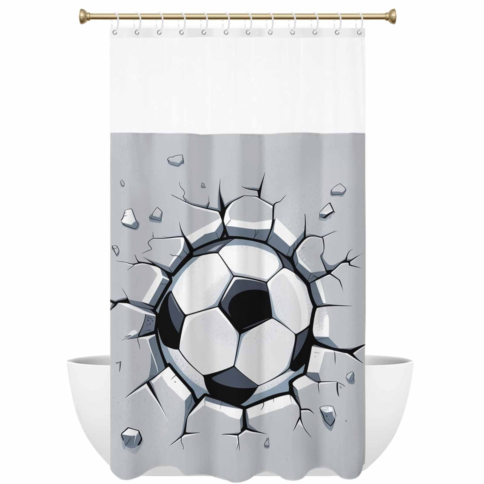 Abstract Football Shower Curtain with See Through Top Window Soccer ...