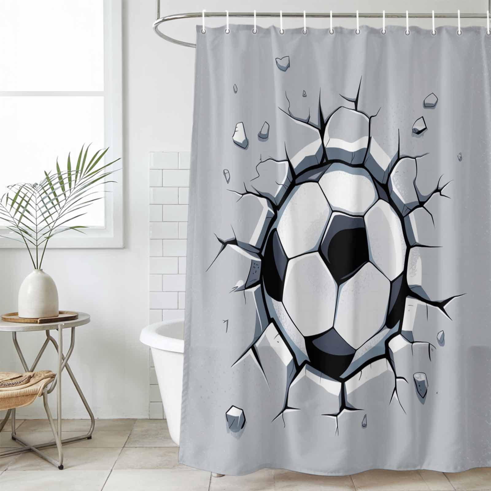 Abstract Football Shower Curtain Set, Waterproof Shower Curtains With ...