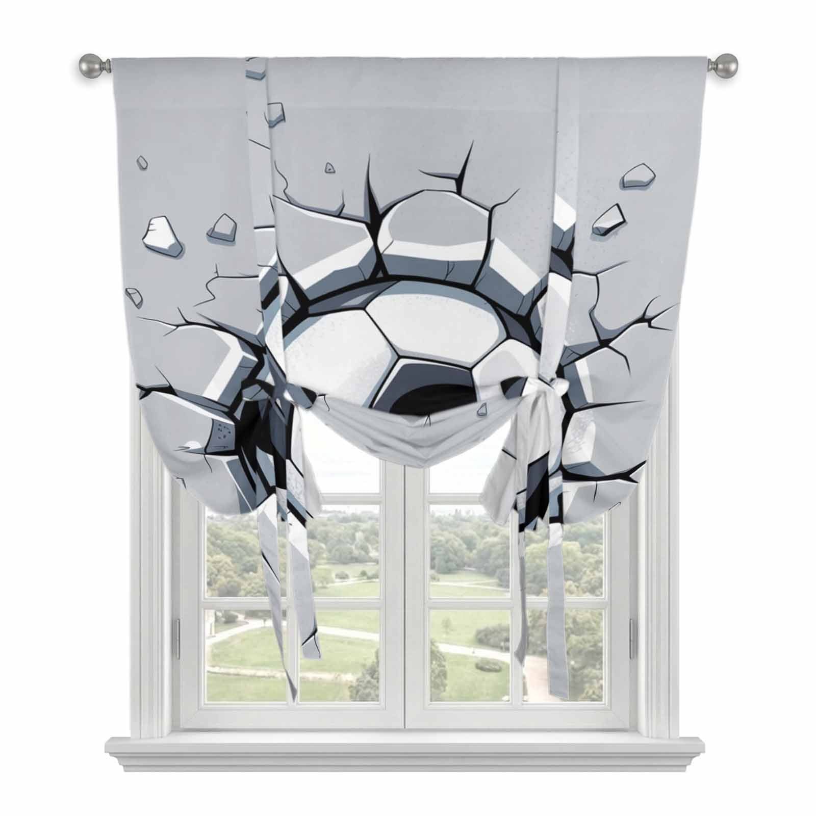 Abstract Football Tie Up Curtain for Window, Soccer Ball Break The Wall ...