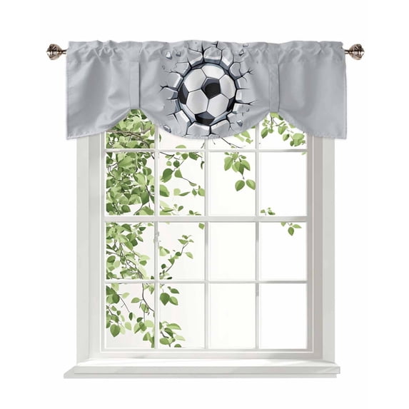 Abstract Football Tie Up Valances Curtain, Soccer Ball Break The Wall ...