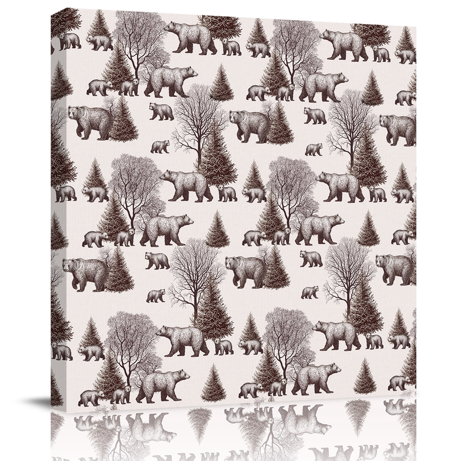 Abstract Forest Animals Bear Tree Canvas Artwork Painting Art, Natural ...