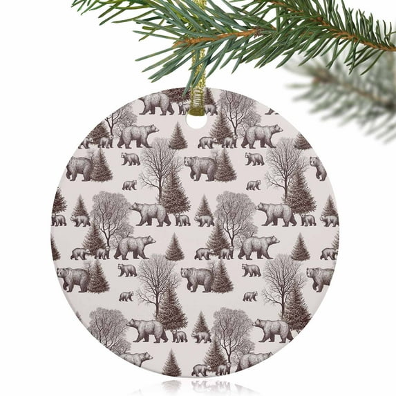 Abstract Forest Animals Bear Tree Christmas Ceramic Ornament 2025,3 ...