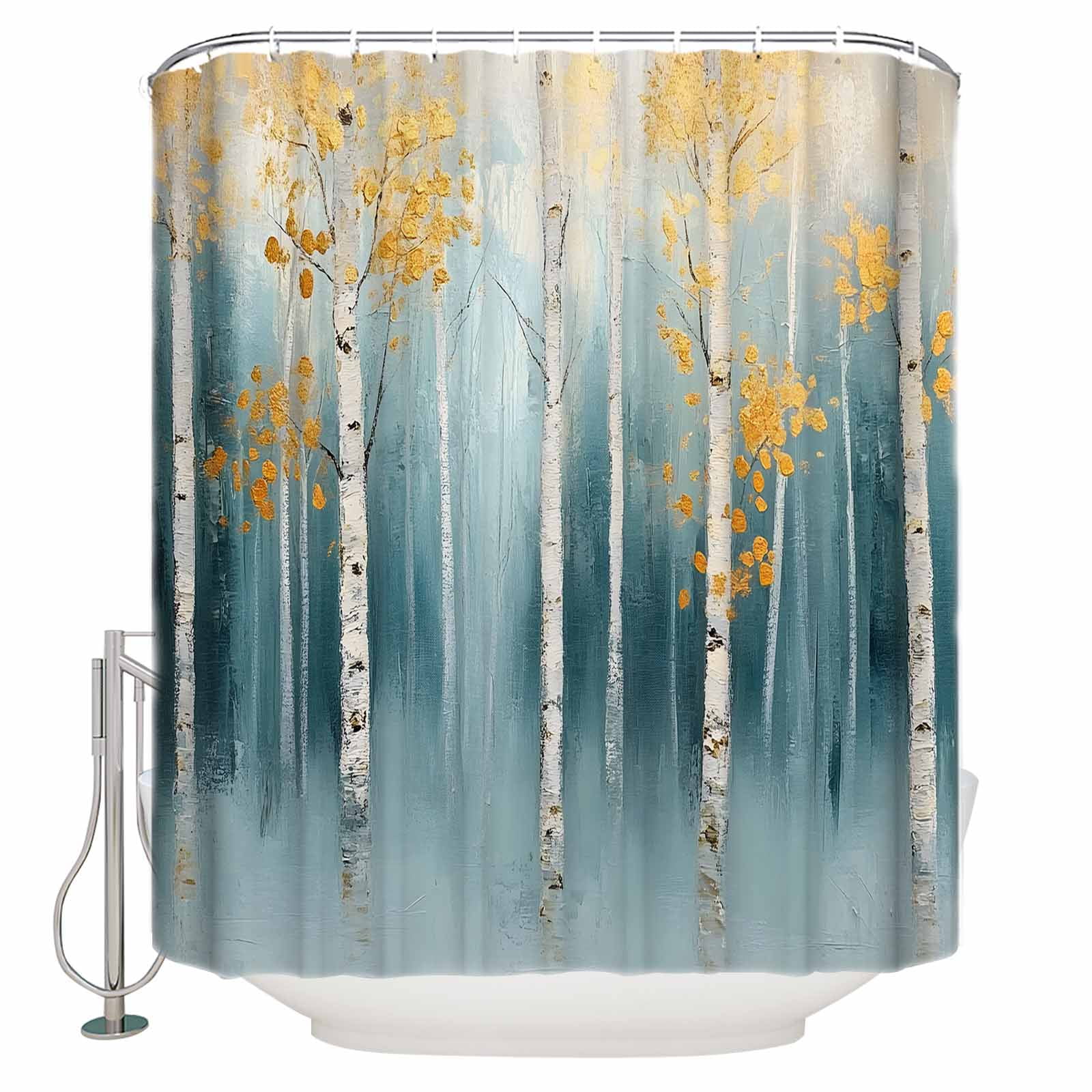 Abstract Forest Art Bathroom Shower Curtains with 12 Hooks Polyester ...