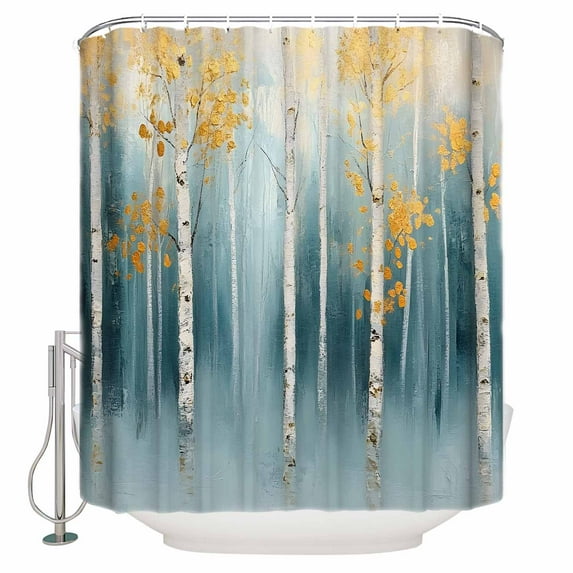 Abstract Forest Art Bathroom Shower Curtains with 12 Hooks Polyester ...