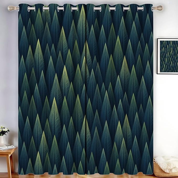 Abstract Forest Blackout Curtains for Bedroom Living Room, Geometry ...